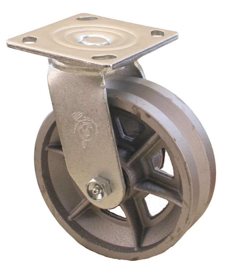 Swivel 4 inch caster with 4 x 2 inch cast iron wheel – Alberta Casters